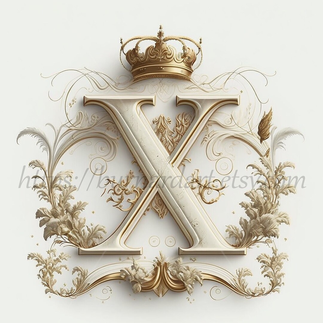 Digital Download - Letter X Crown on Whitish Background Alphabet ...