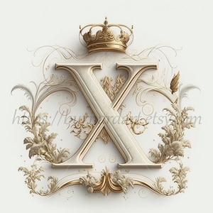 Digital Download - Letter X Crown on Whitish Background Alphabet ...