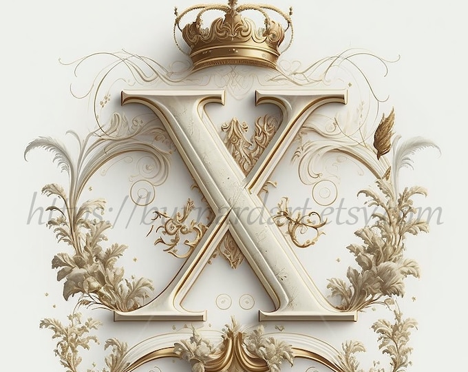 Digital Download Letter X Crown on Whitish Background Alphabet Initials ... Digital Download Letter X Crown on Whitish Background Alphabet Initials ...