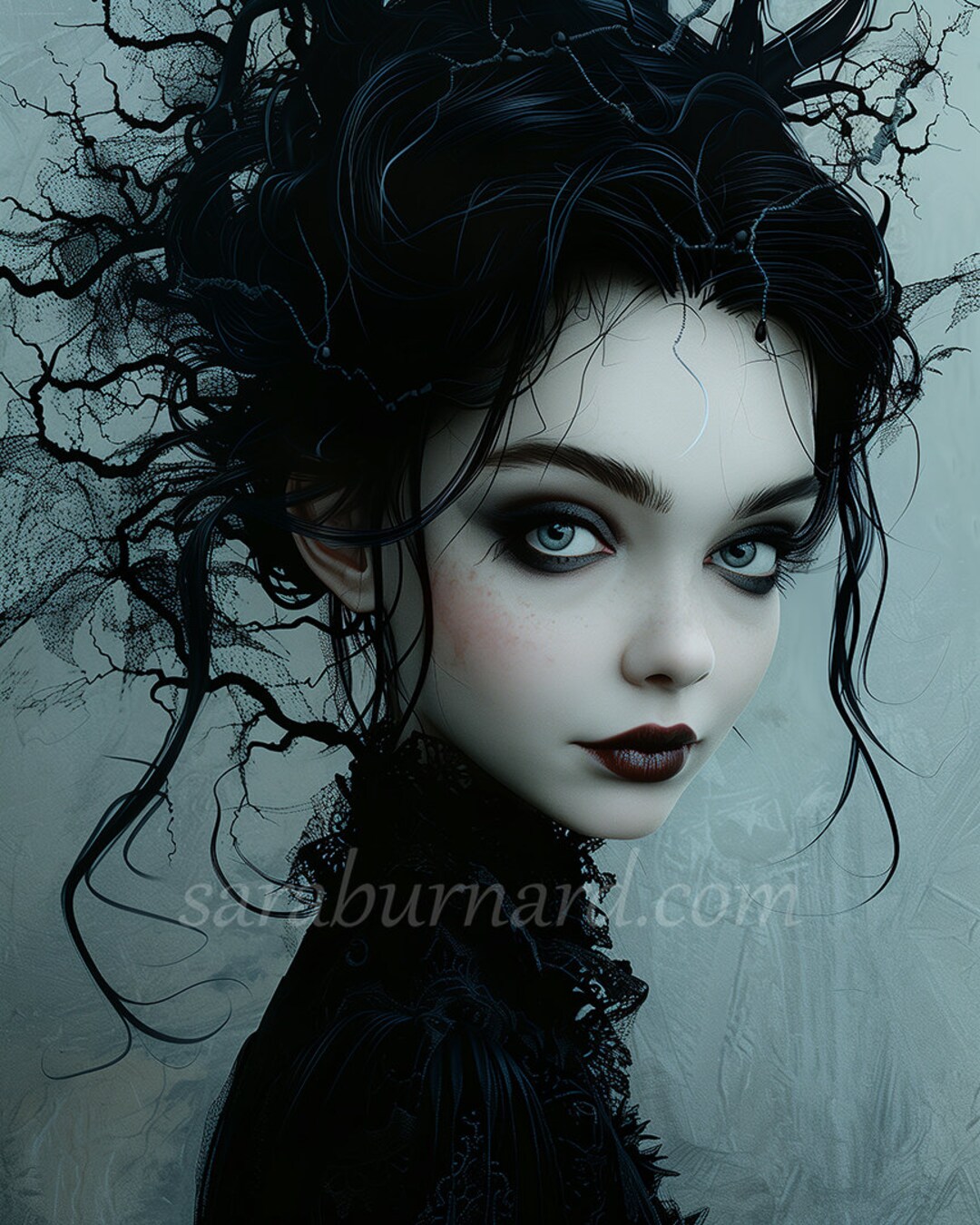 Gothic Pixie Woman Digital Download - Dark Fantasy - AI Printable Wall ...