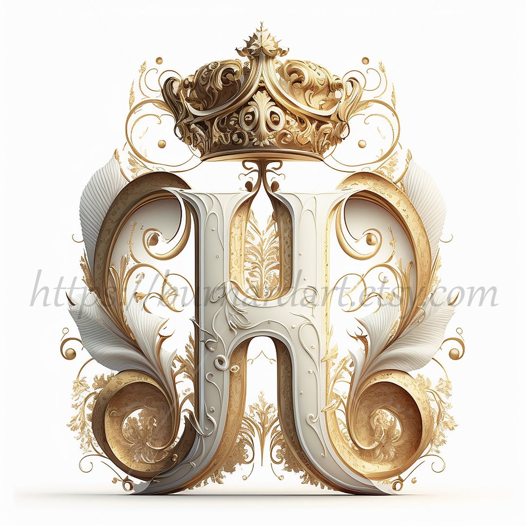 Digital Download - Letter H Crown on Whitish Background Alphabet ...