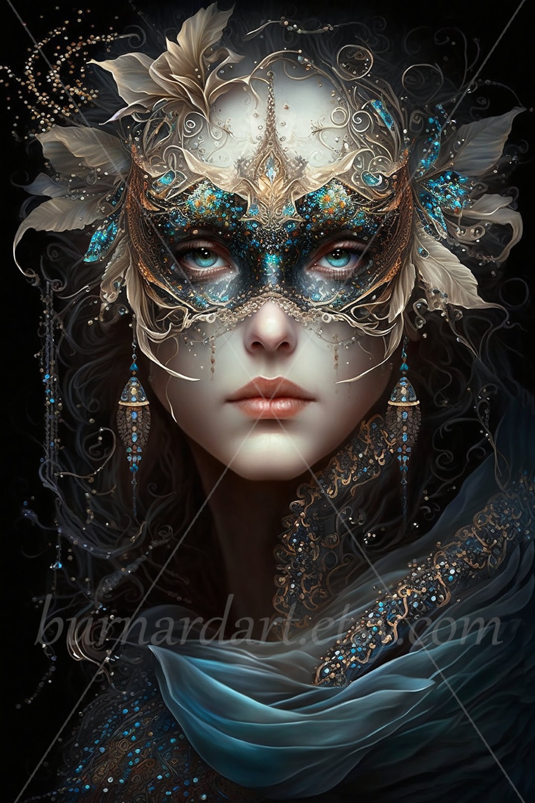 Celestial Woman Digital Download - With Sequin Masquerade Mask - AI ...