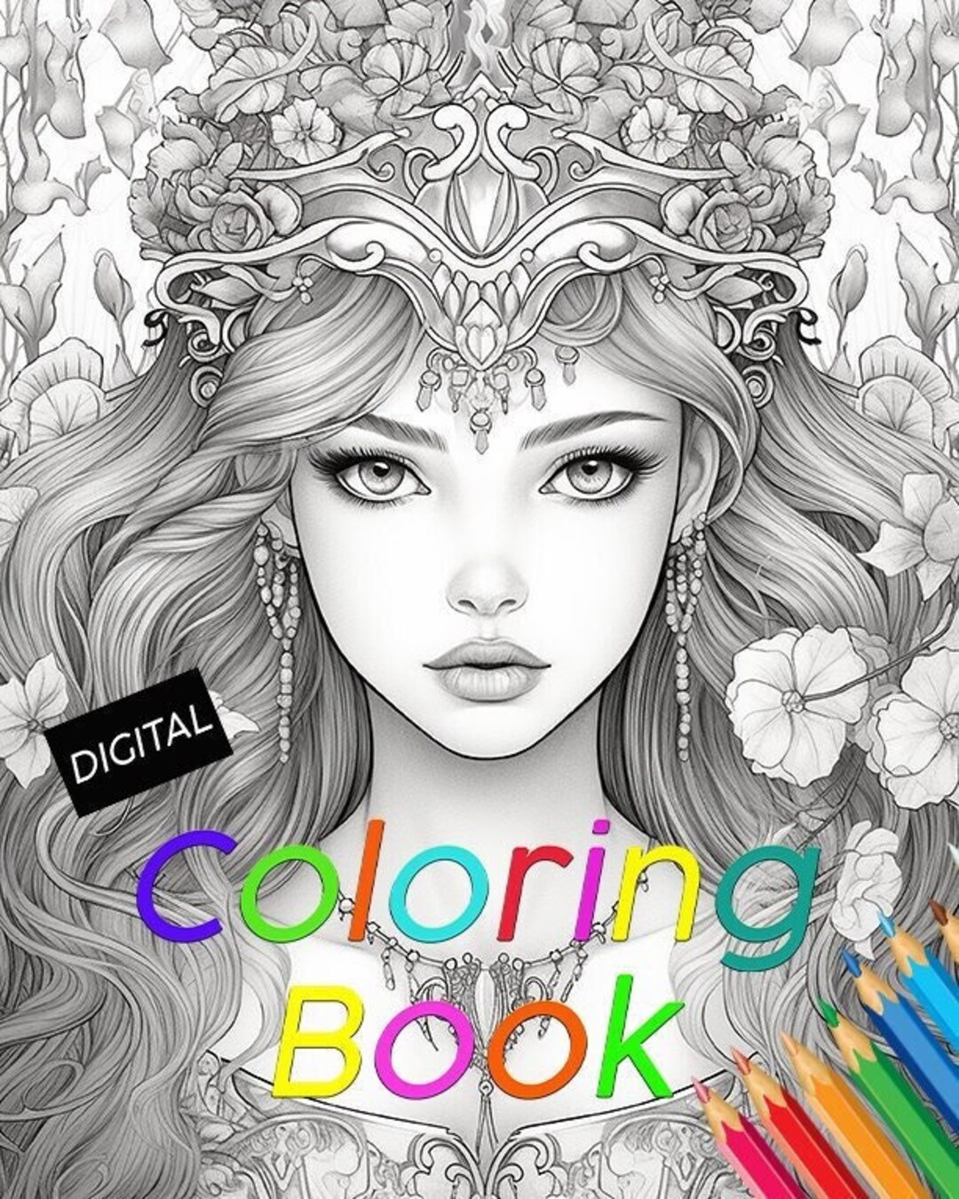 Coloring Book Digital Download Princesses for Adults and - Etsy