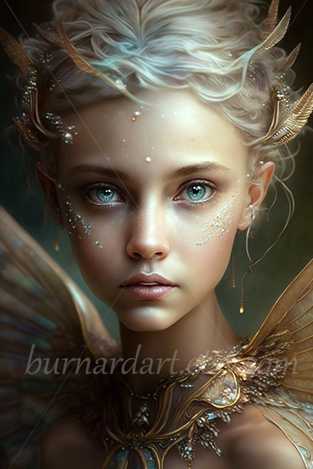 Bejeweled Pixie Girl Digital Download Pixies Fantasy AI Art Print ...