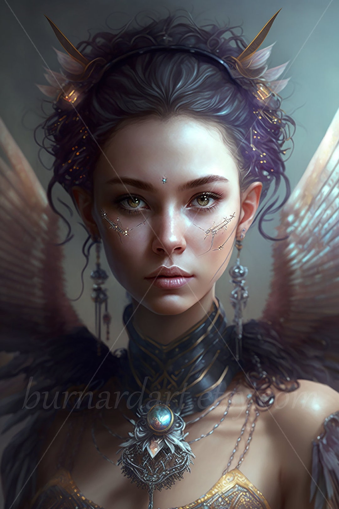 Gothic Pixie Girl Digital Download - Dark Pixies Fantasy - AI Art Print ...