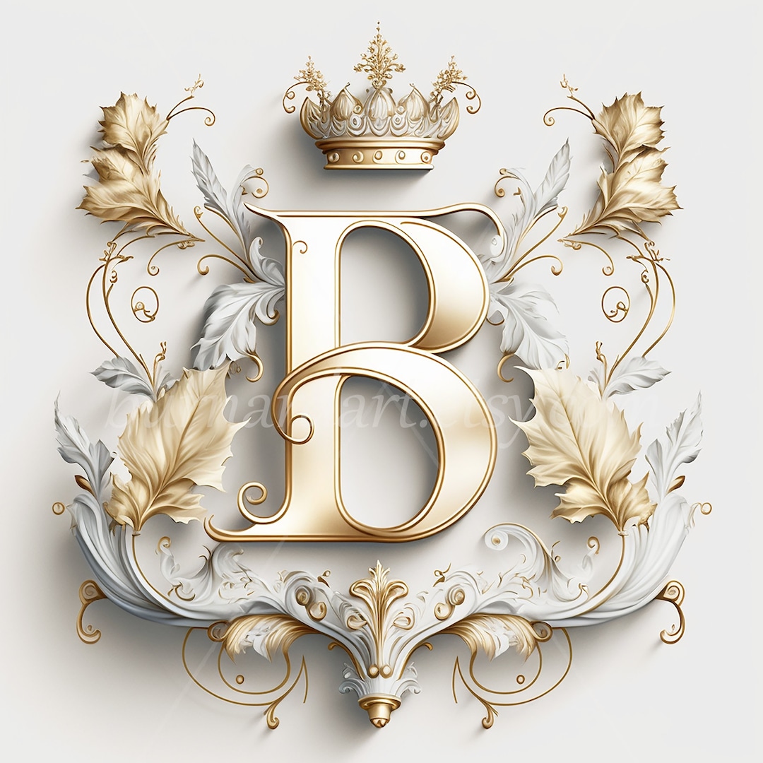 Digital Download Letter B Crown on Whitish Background Alphabet Initials ...