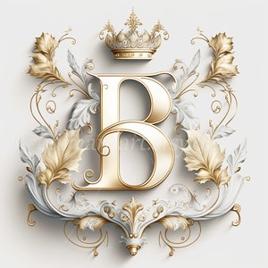 Digital Download Letter B Crown on Whitish Background Alphabet Initials ...