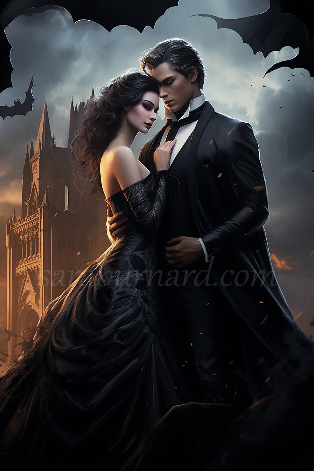 Vampire Couple Digital Download - Fantasy Art - Spooky Halloween - AI ...