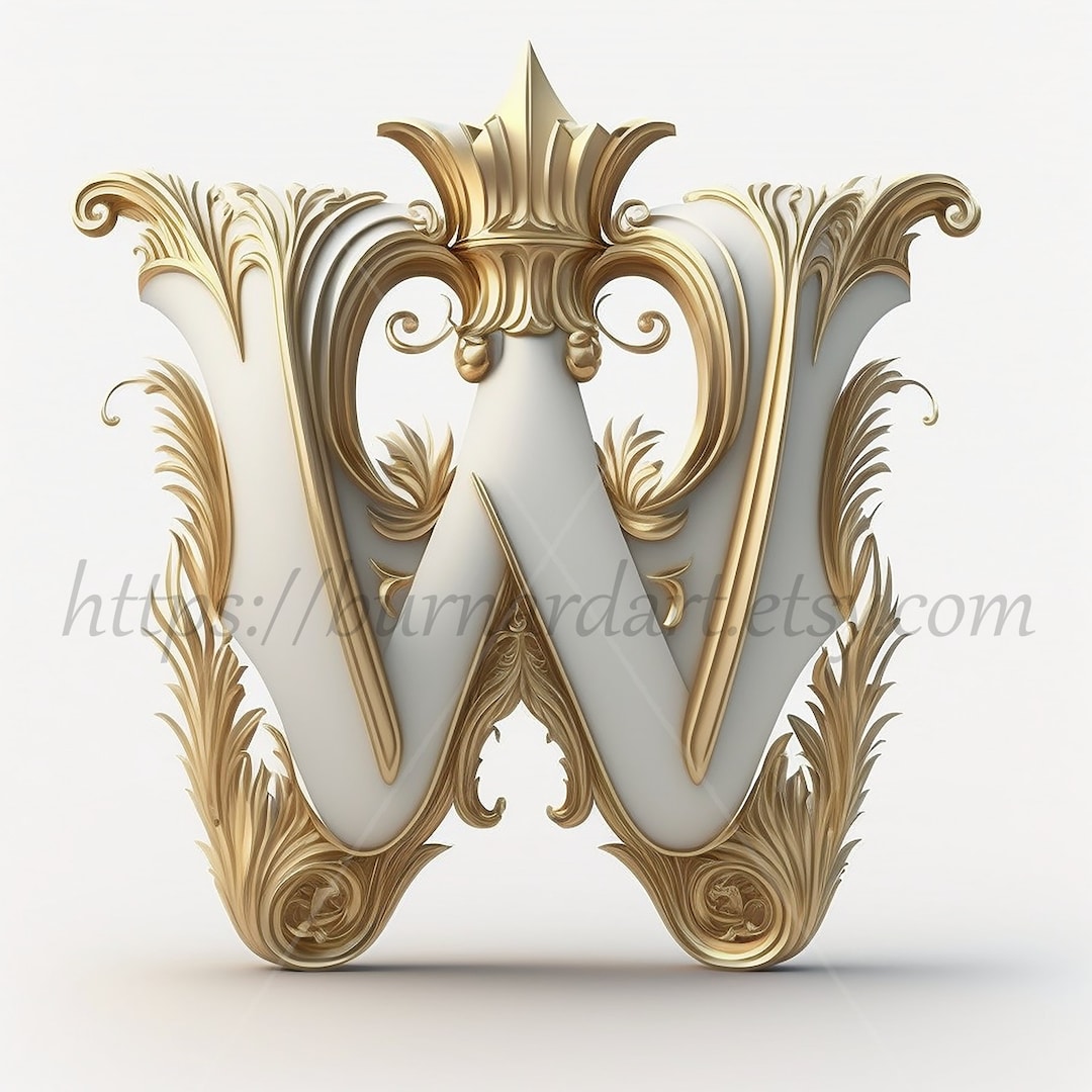 Digital Download - Letter W Crown on Whitish Background Alphabet ...