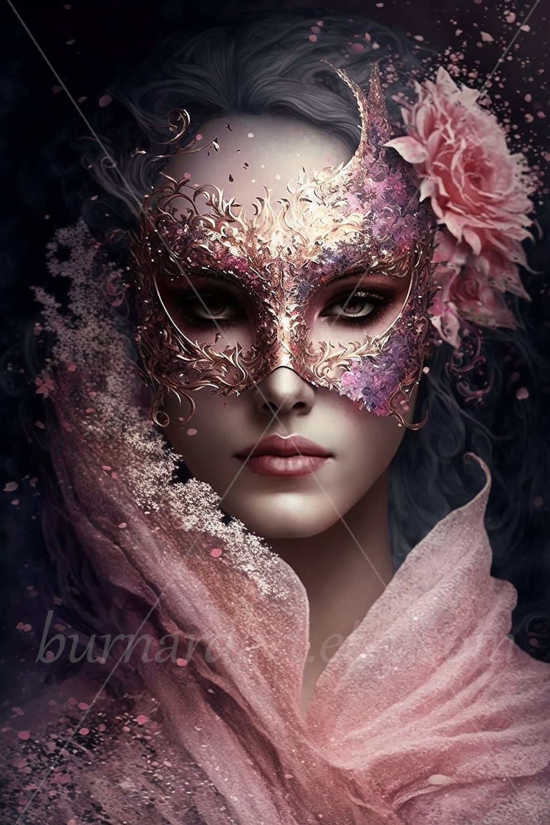 Celestial Woman Digital Download - With Pink Masquerade Mask - AI ...
