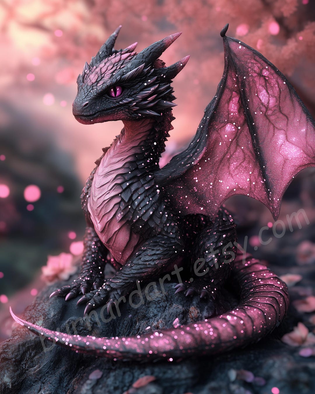 Purple & Black Dragon Digital Download - Mythical Medieval Serpents ...