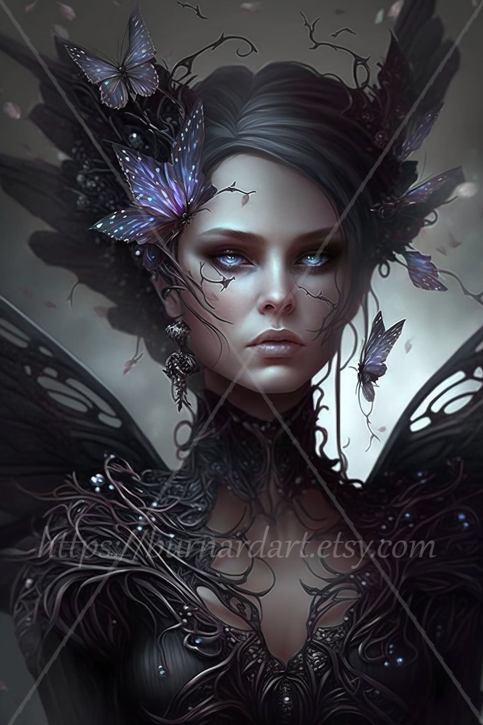 Dark Fairy Digital Download Gothic Fantasy AI Art Print - Etsy