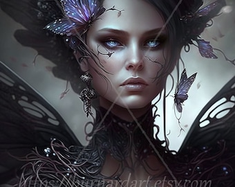 Dark Fairy Digital Download Gothic Fantasy AI Art Print Printable Image Stock Photo PNG - Etsy