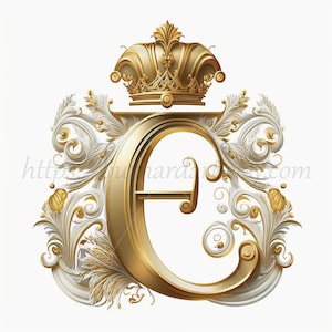 Digital Download - Letter E Crown on Whitish Background Alphabet ...