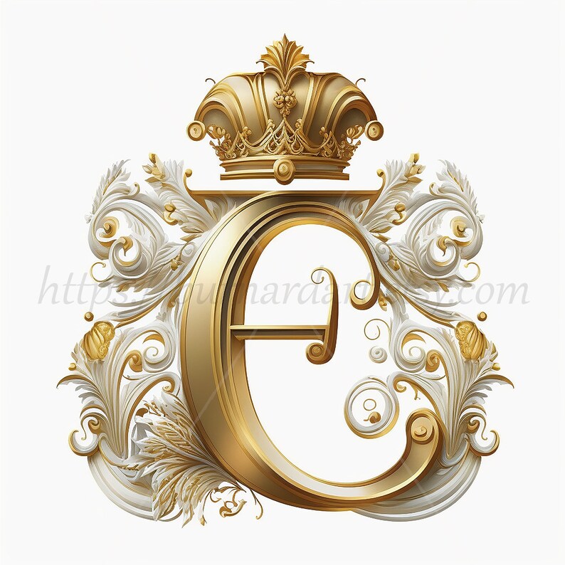 Digital Download Letter E Crown on Whitish Background - Etsy