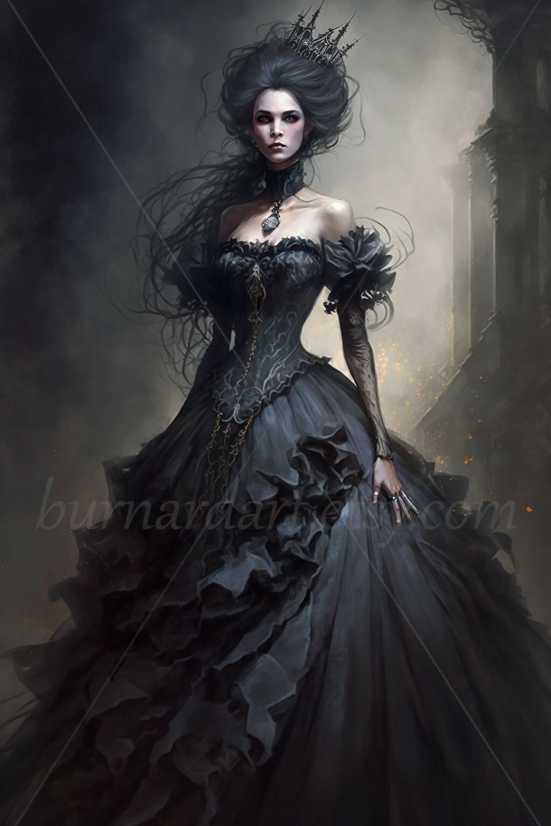 Gothic Witchy Queen Digital Download - Ball Gown, Crown, Castle - AI ...