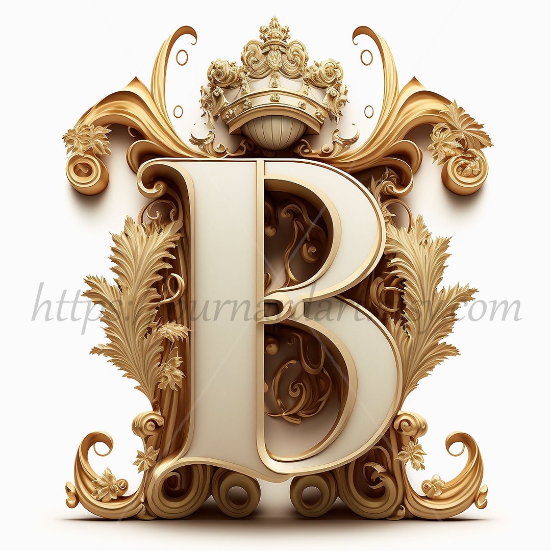 Digital Download - Letter B Crown on Whitish Background Alphabet ...