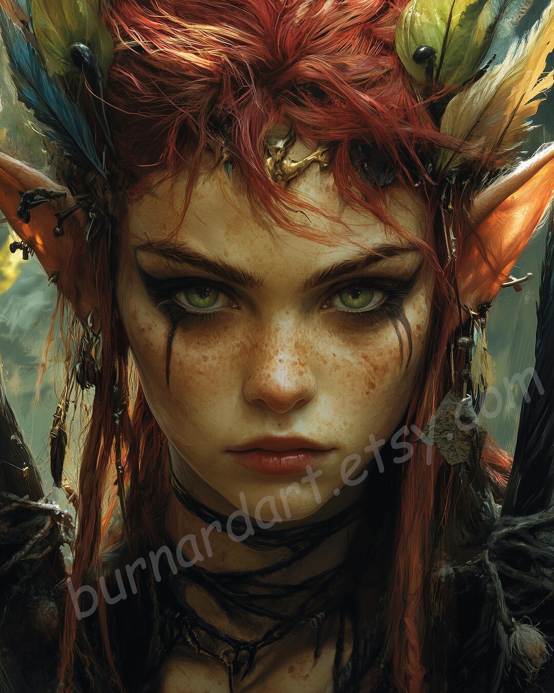 Badass Pixie With Pointed Ears - Digital Download - Fantasy Portrait ...