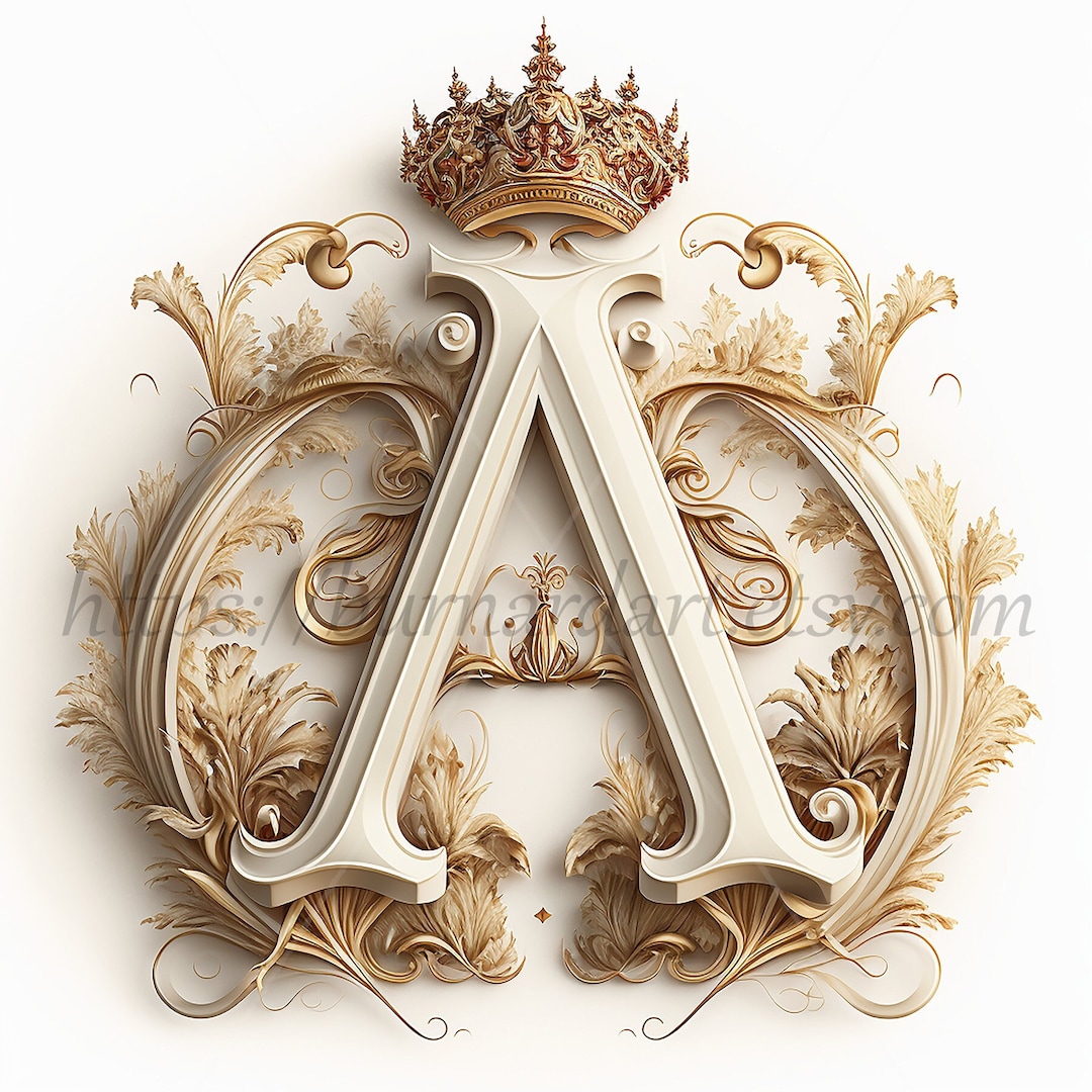 Digital Download - Letter A Crown on Whitish Background Alphabet ...