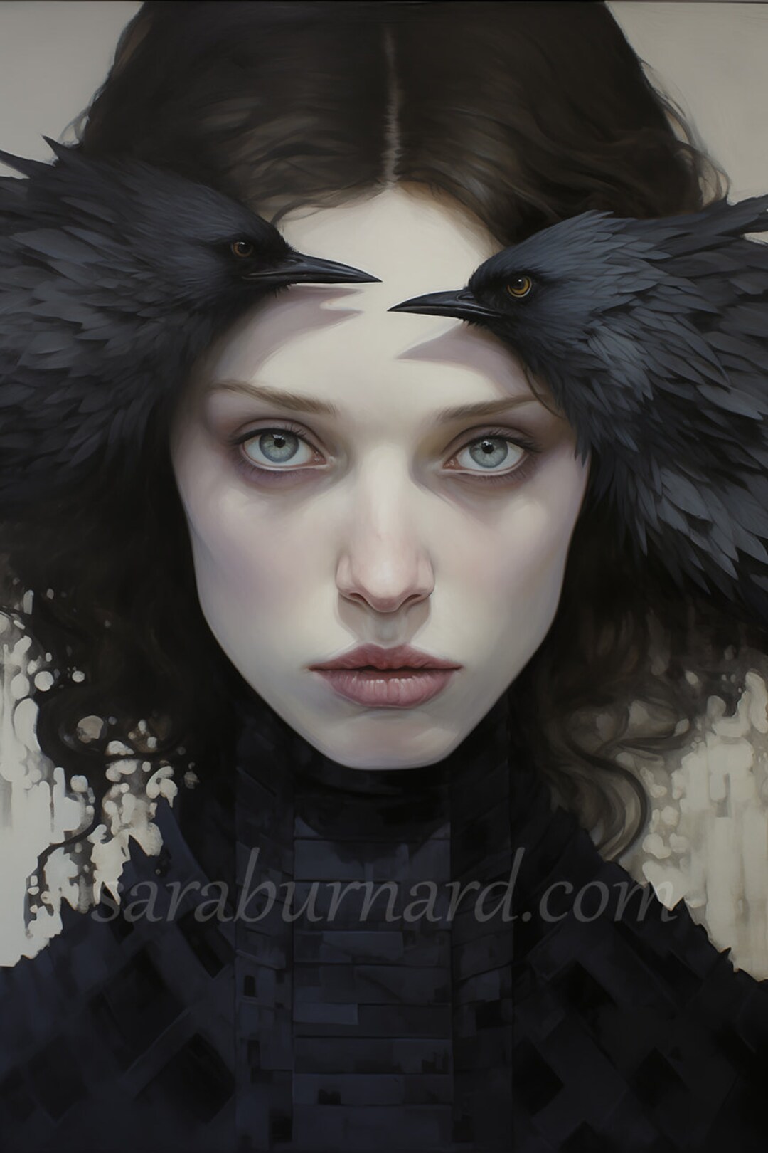 Black Raven Woman Digital Download - Fantasy Portrait - AI Generated ...