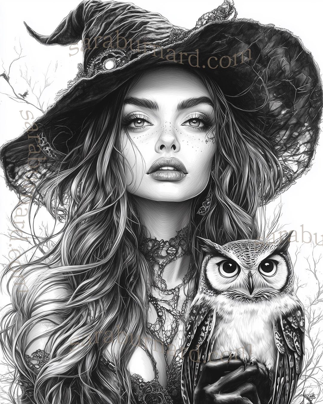 Witch and Owl Digital Download - Halloween Witchy Fantasy - AI ...
