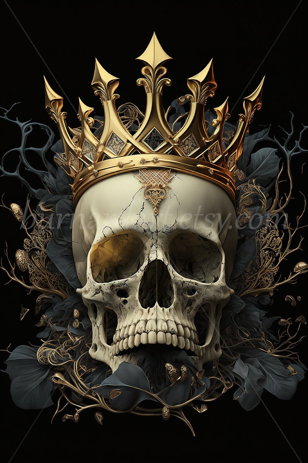 Gothic Skull With a Crown - Digital Download - Fantasy Scary Spooky ...