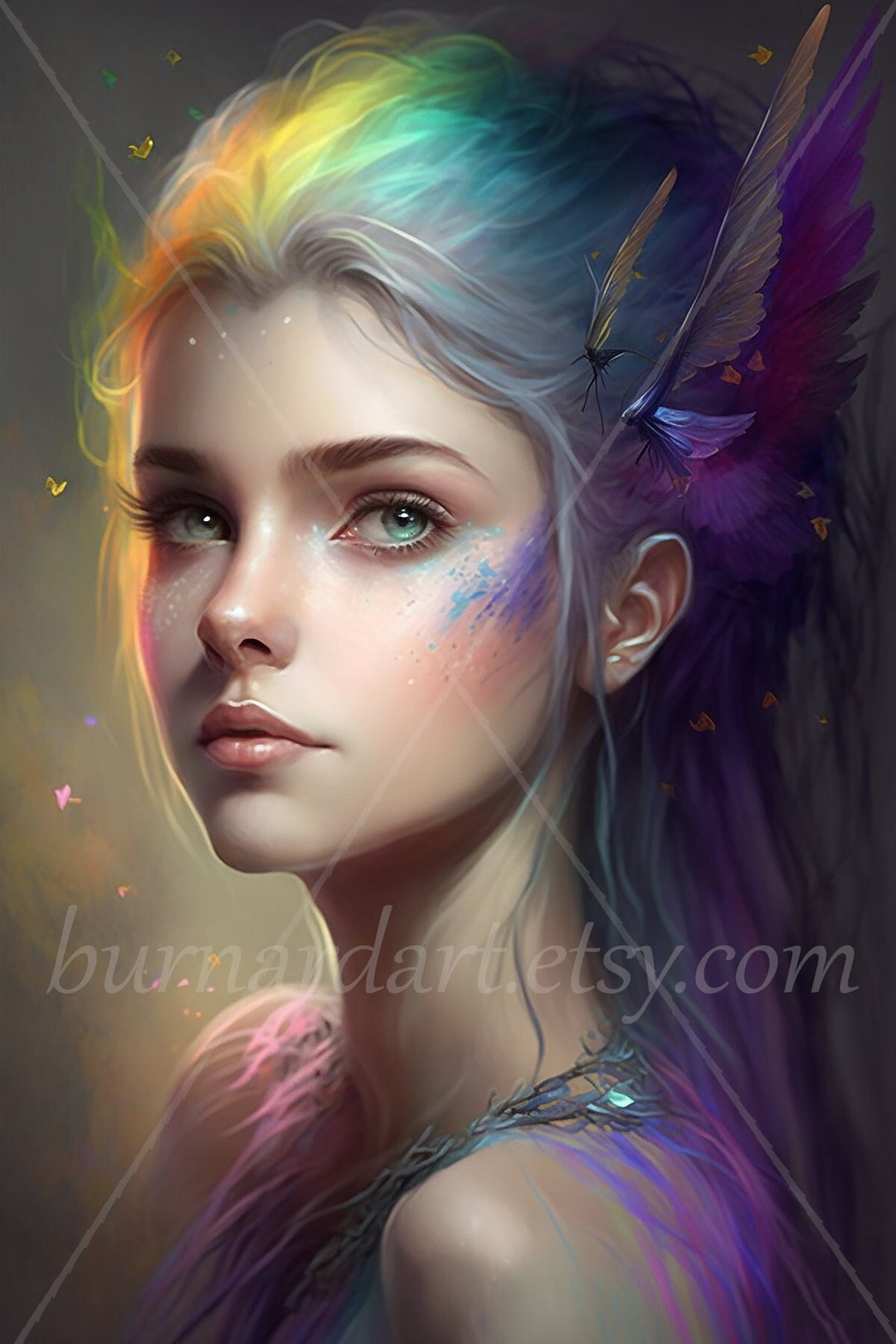 Rainbow Pixie Girl Digital Download Pixies Fantasy AI Art Print ...