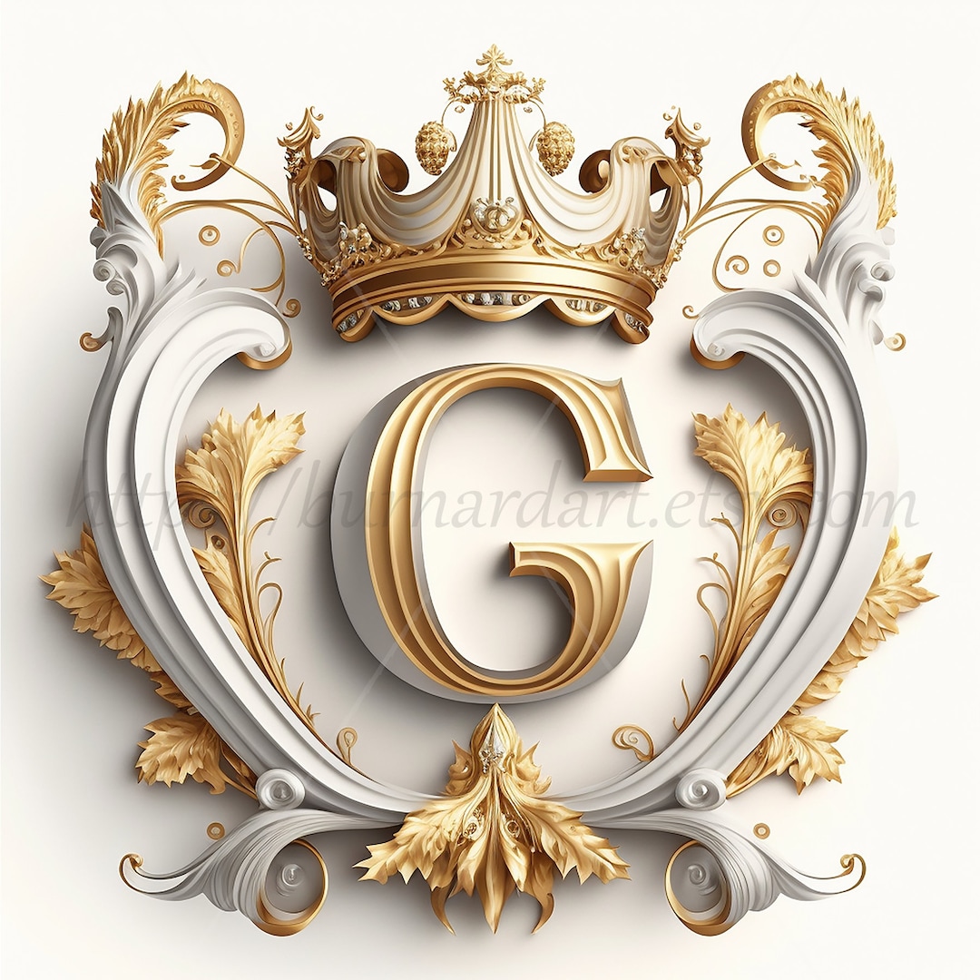 Digital Download - Letter G Crown on Whitish Background Alphabet ...