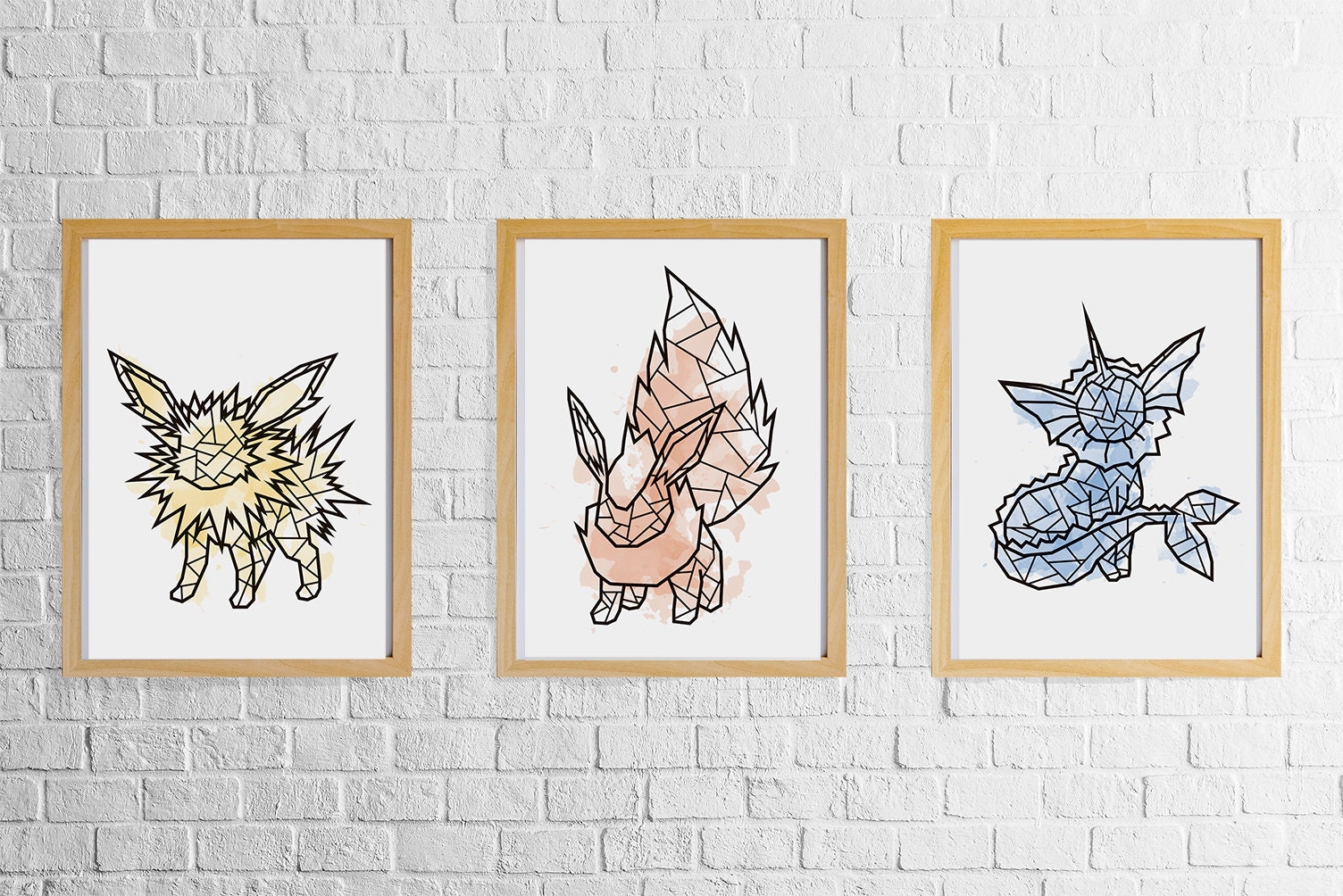 Eevee Evolutions in Color- (various Sizes) - Geometric Art - Jolteon ...