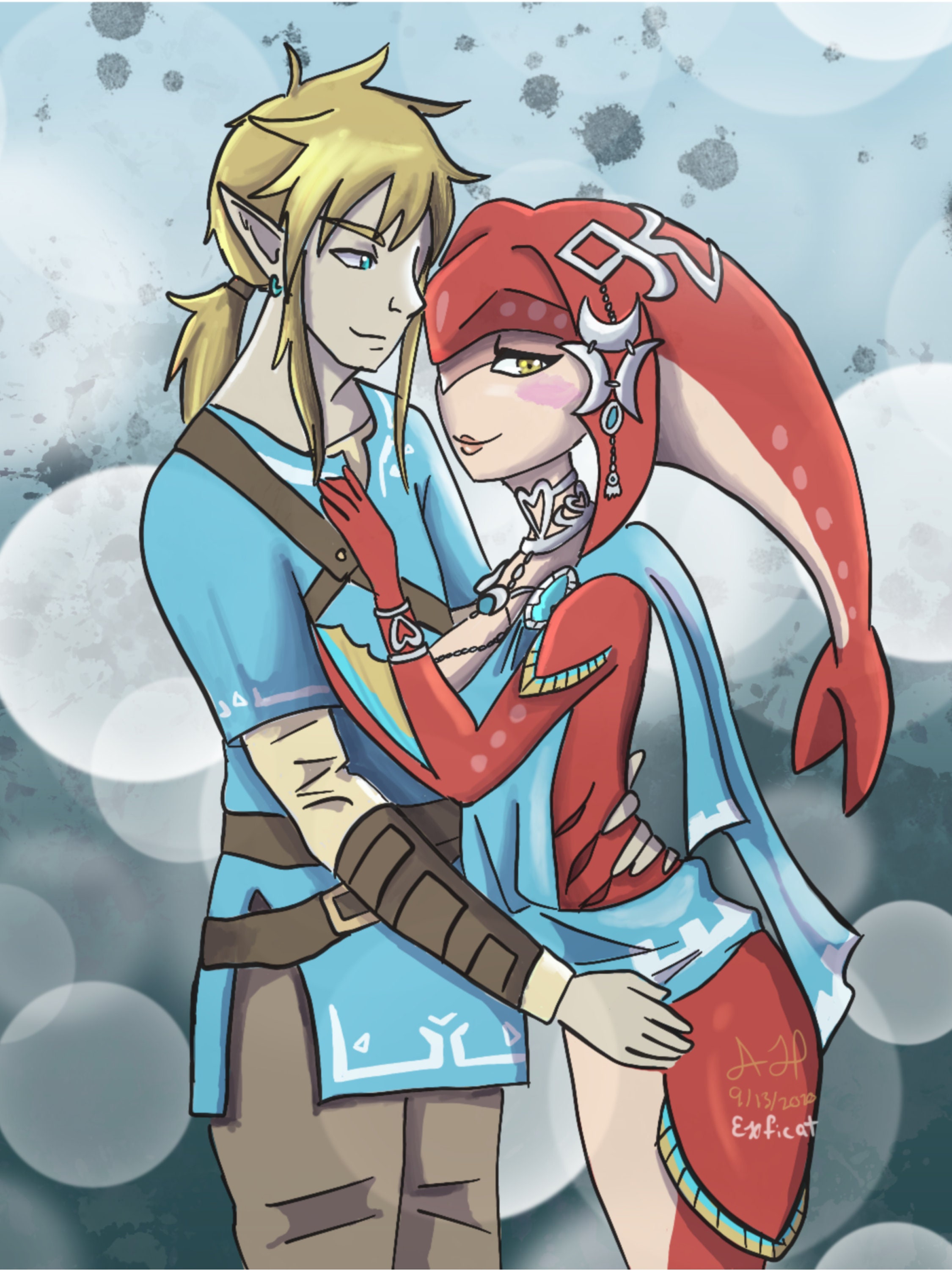 Botw Link And Mipha Art Print Preorder Etsy