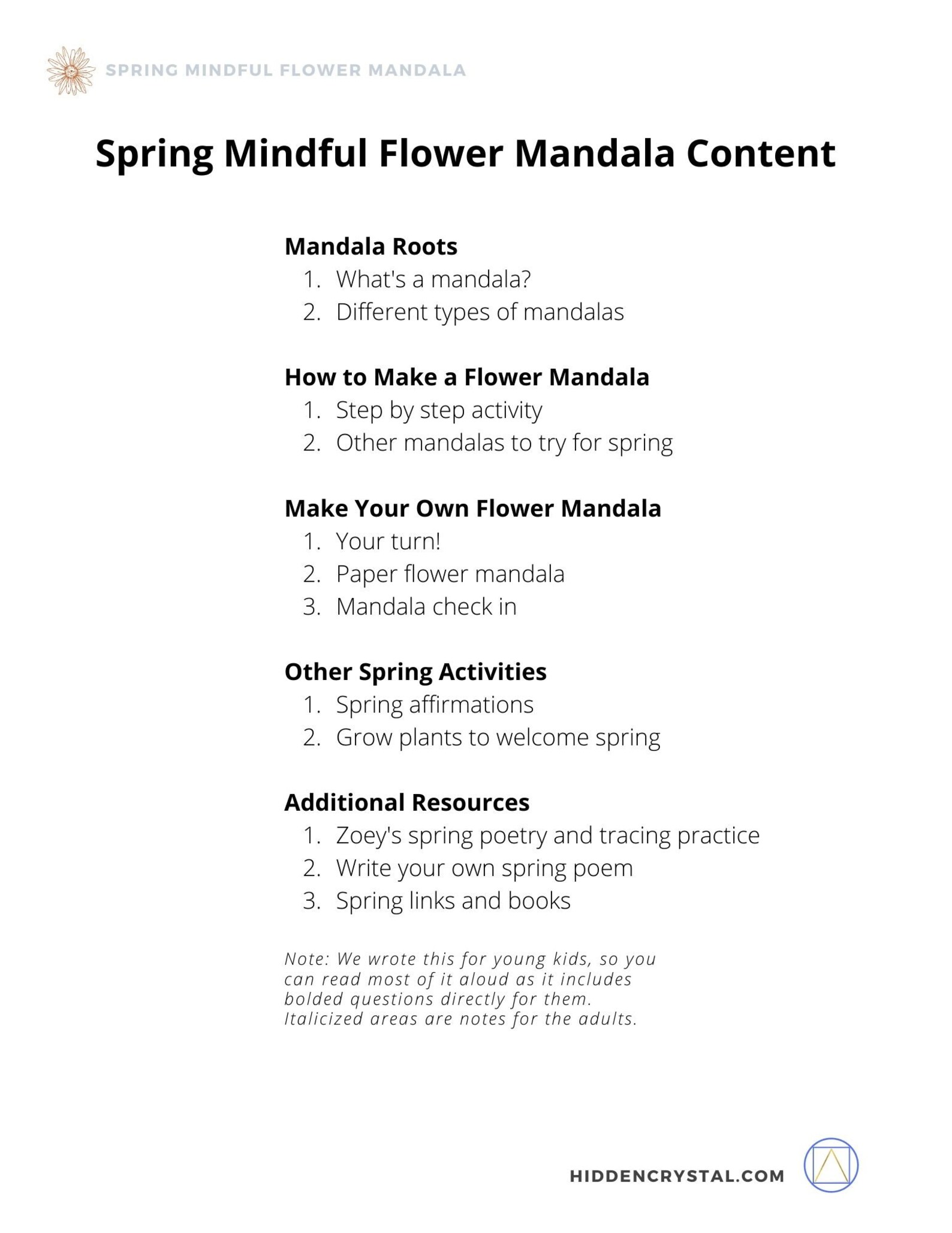Spring Mindful Flower Mandala (family Activity): Digital Download - Etsy