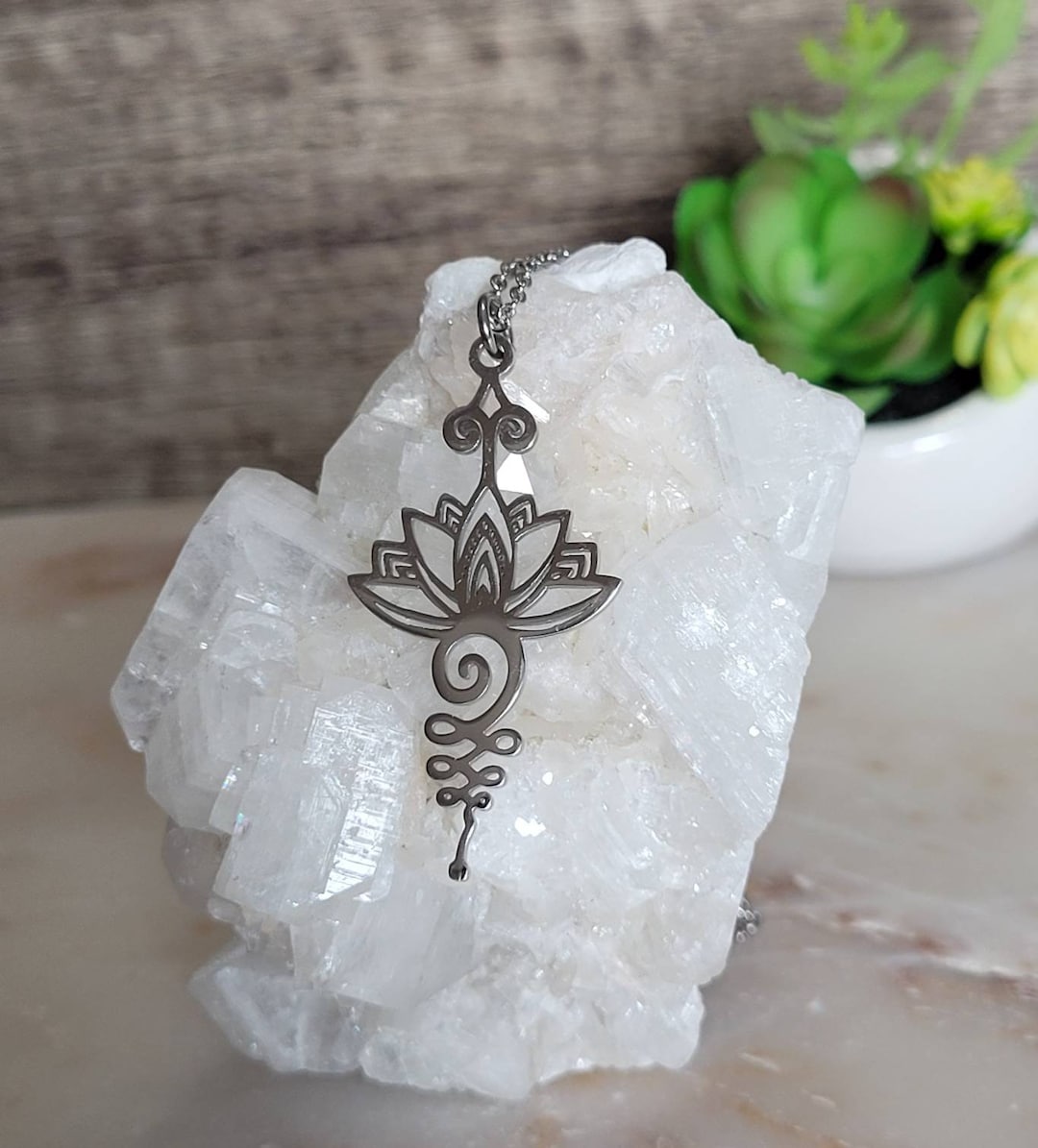 Lotus Unalome Necklace - Stainless Steel - Etsy