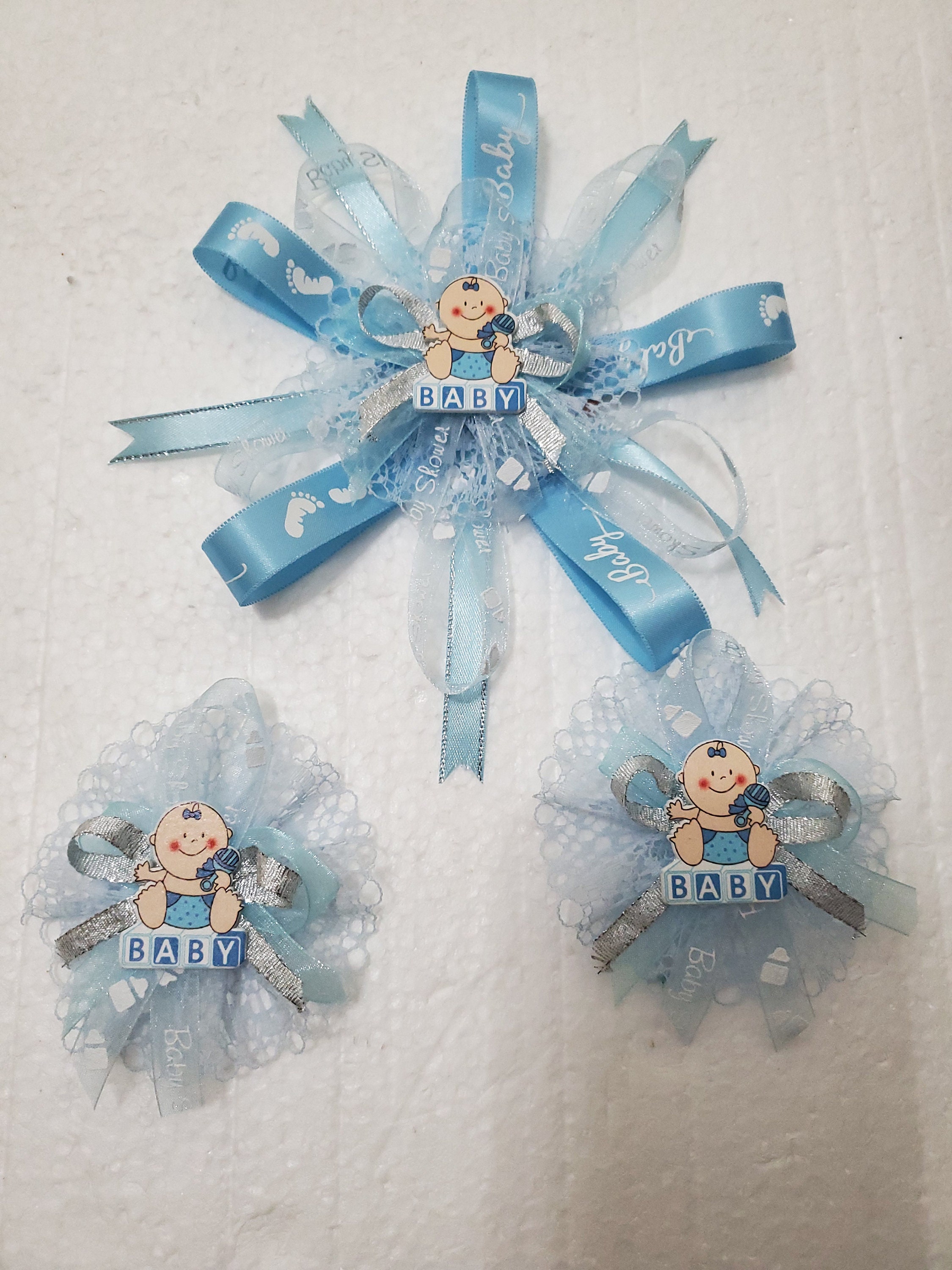 25 Guest Pin/capias Wood Baby and One Mom to Be Corsage for Baby Shower ...