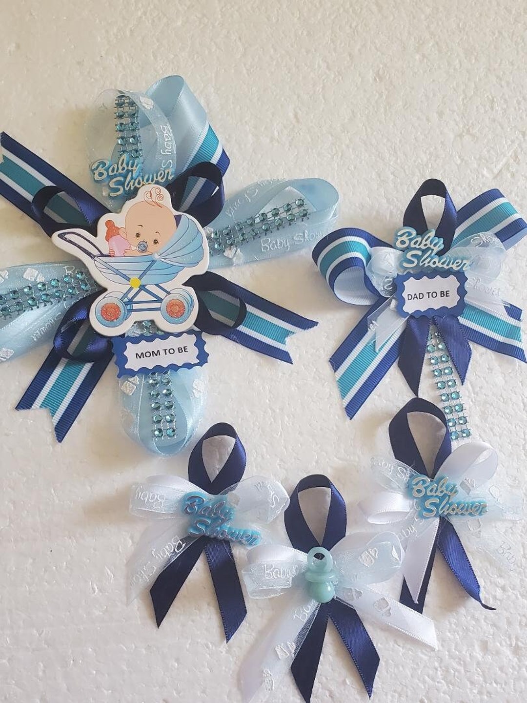 29 Pcs Baby Shower Guest Pin and Mom and Dad to Be Corsage blue. - Etsy