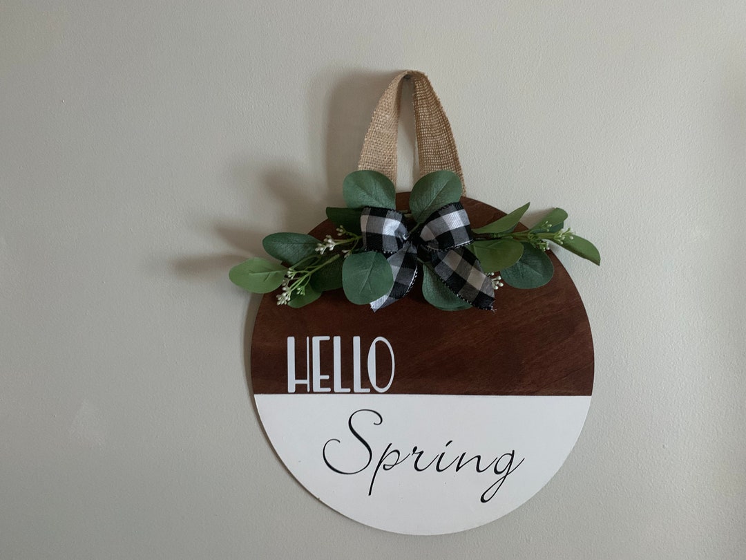 Welcome Sign, Front Door Sign, Spring Decor, Spring Wreath, Door Hanger ...
