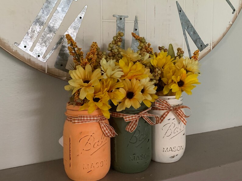 Fall Rustic Decor, Fall Rustic Mason Jars, Rustic Decor, Fall Decor ...