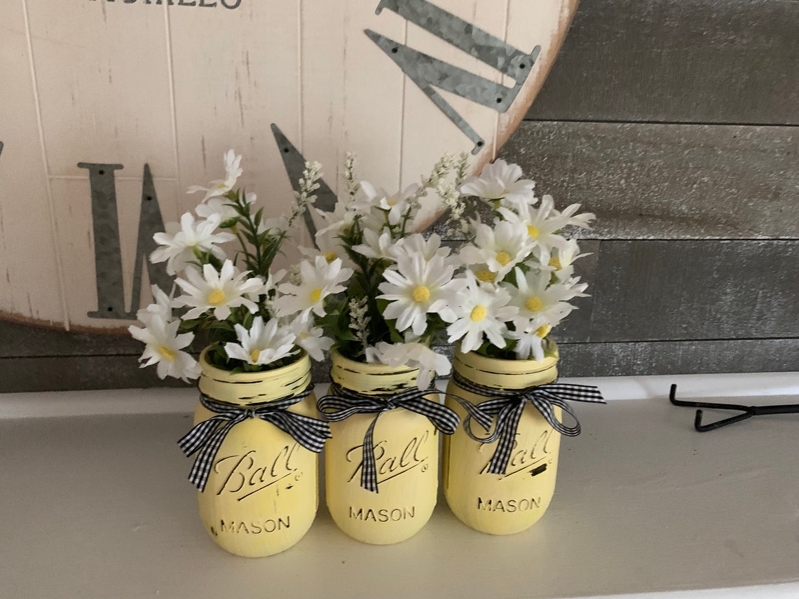 Spring Decor, Rustic Spring Decor, Spring Rustic Mason Jars, Rustic ...