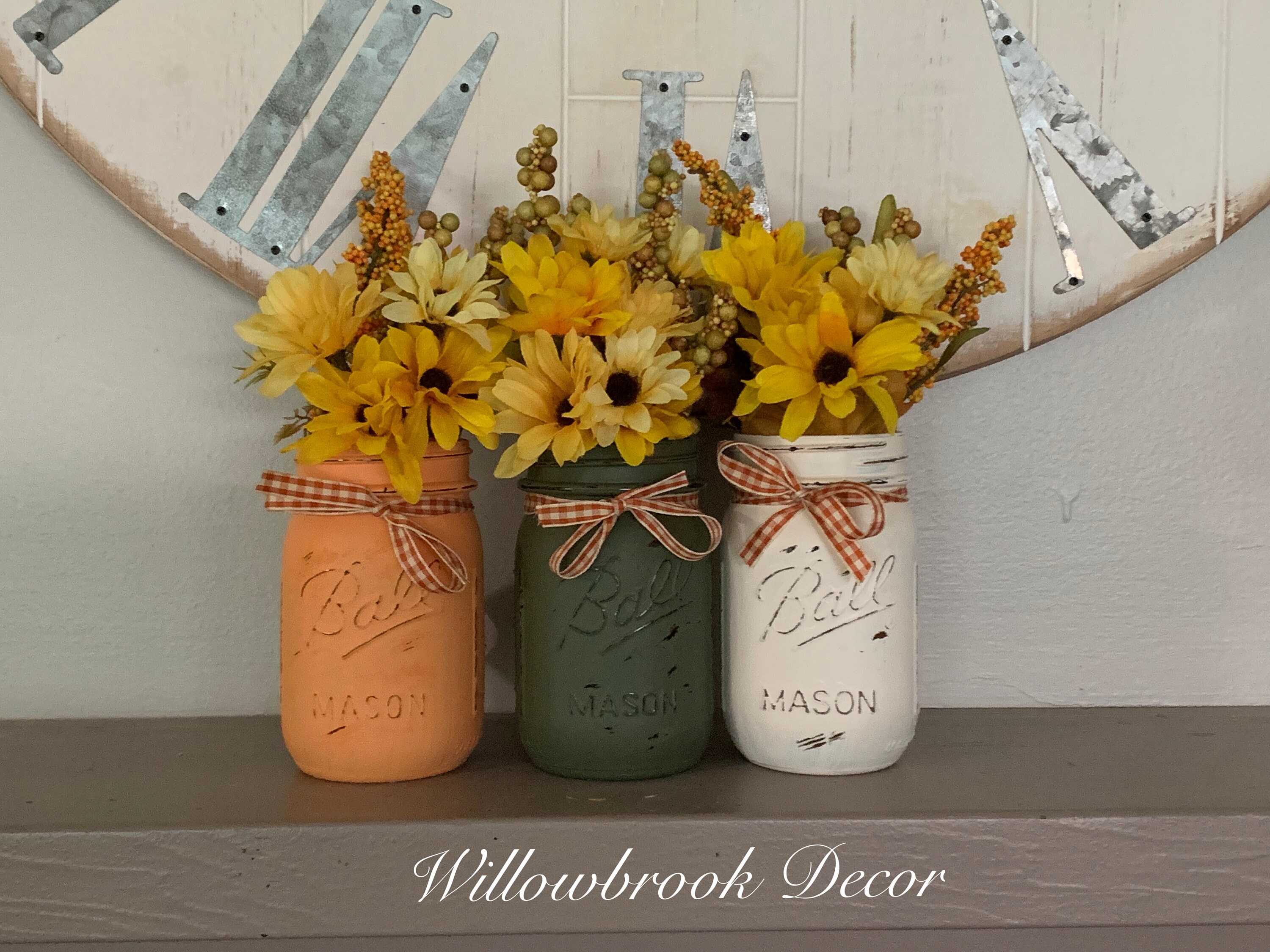 Fall Rustic Decor, Fall Rustic Mason Jars, Rustic Decor, Fall Decor ...