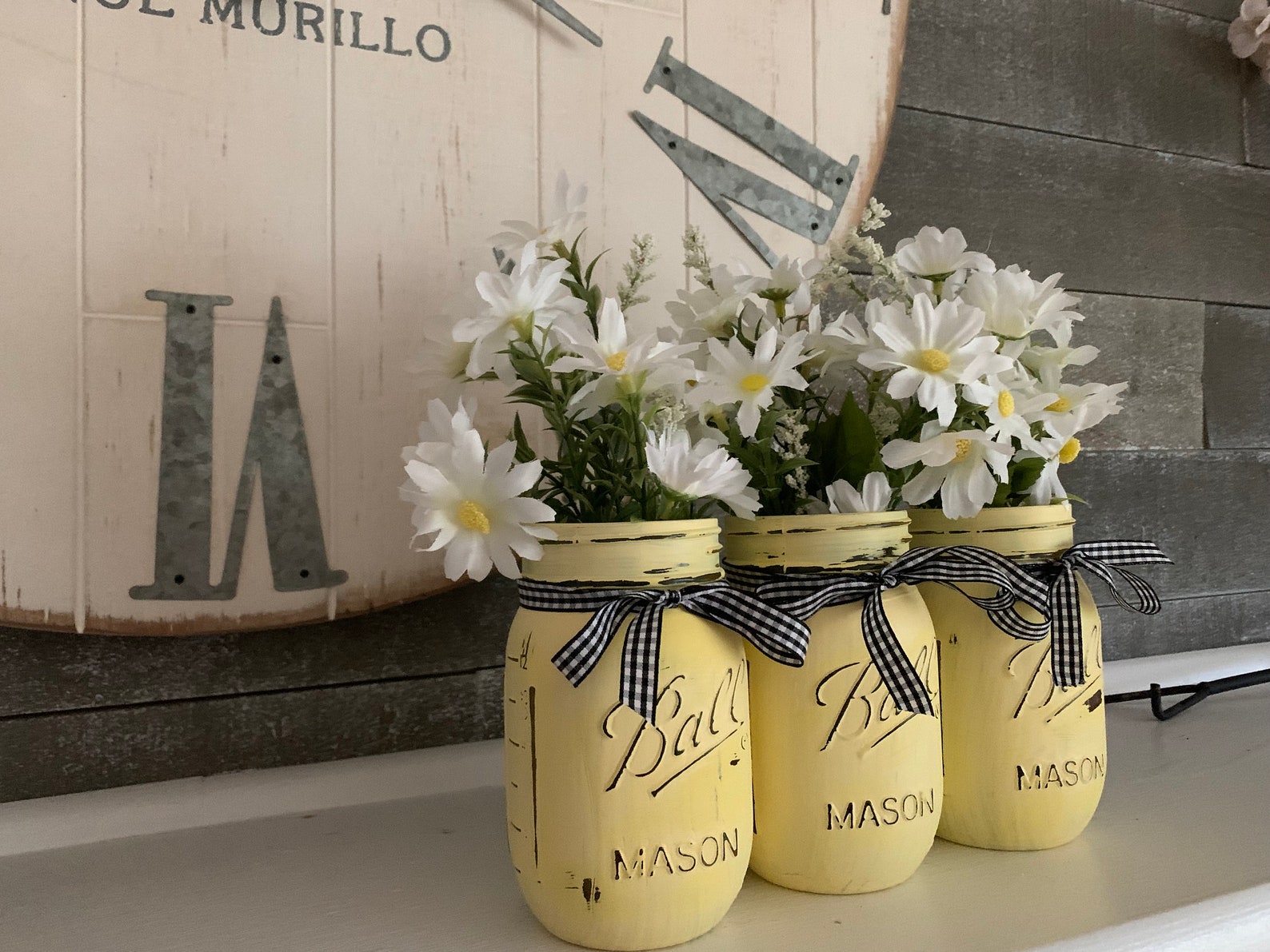 Spring Decor, Rustic Spring Decor, Spring Rustic Mason Jars, Rustic ...