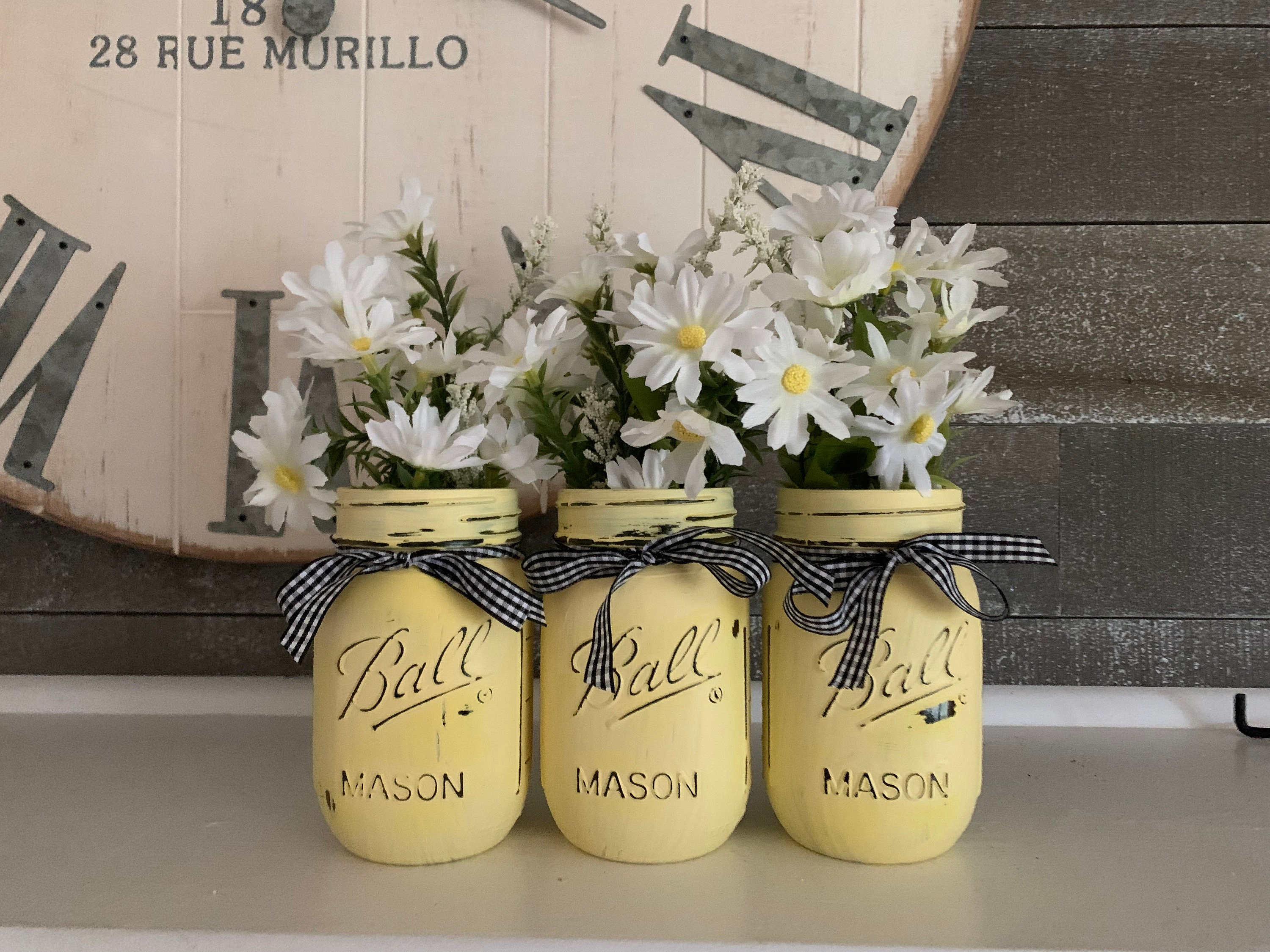 Spring Decor, Rustic Spring Decor, Spring Rustic Mason Jars, Rustic ...