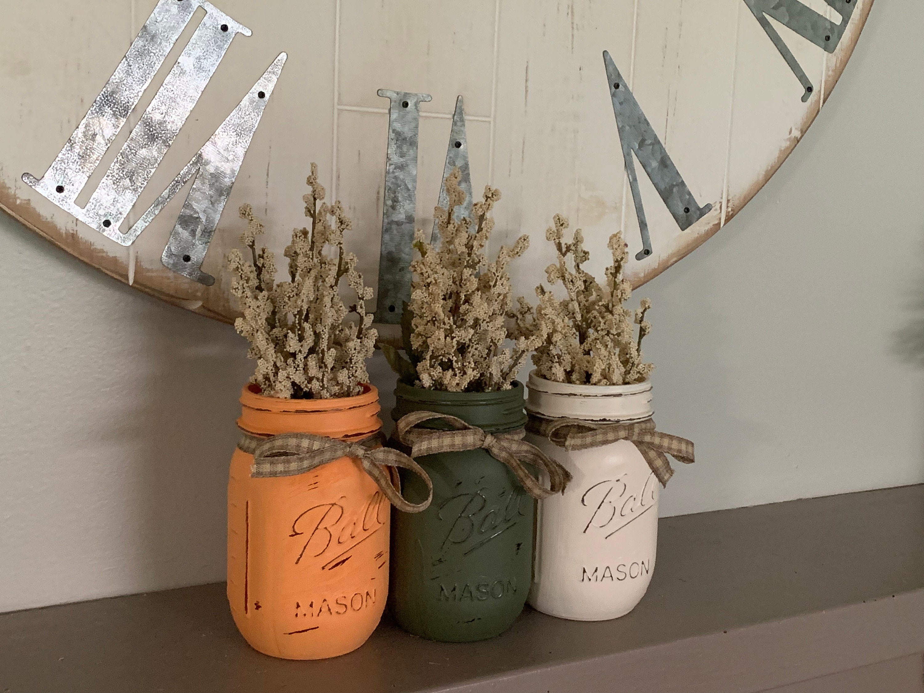 Fall Rustic Decor, Fall Rustic Mason Jars, Rustic Decor, Fall Decor ...