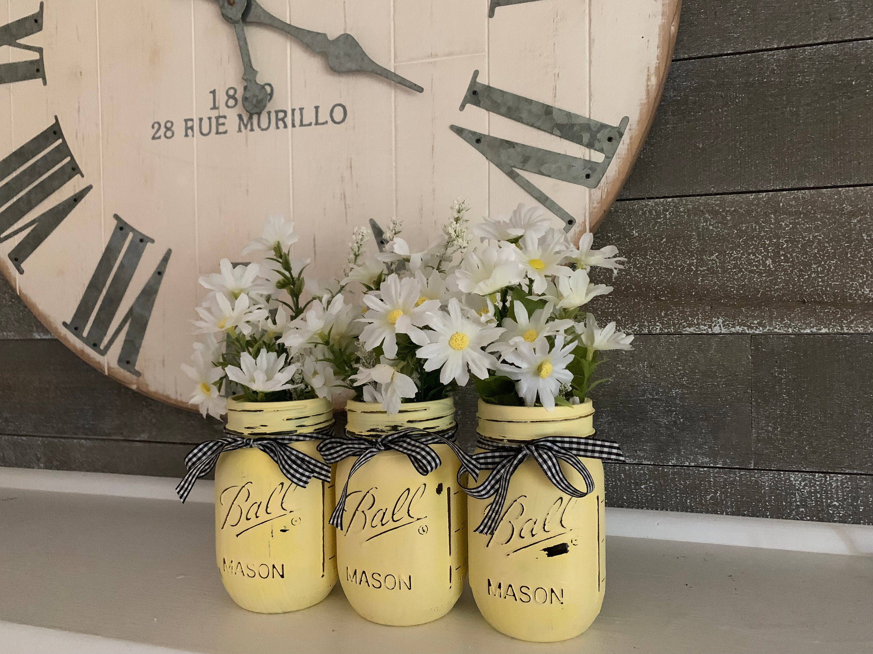 Spring Decor, Rustic Spring Decor, Spring Rustic Mason Jars, Rustic ...