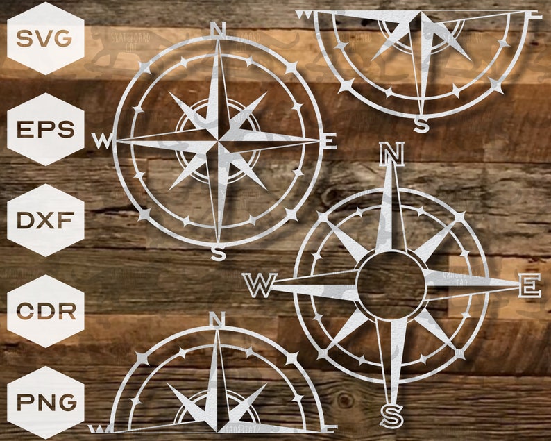 Monogram Compass Rose SVG Cut File Bundle - Etsy