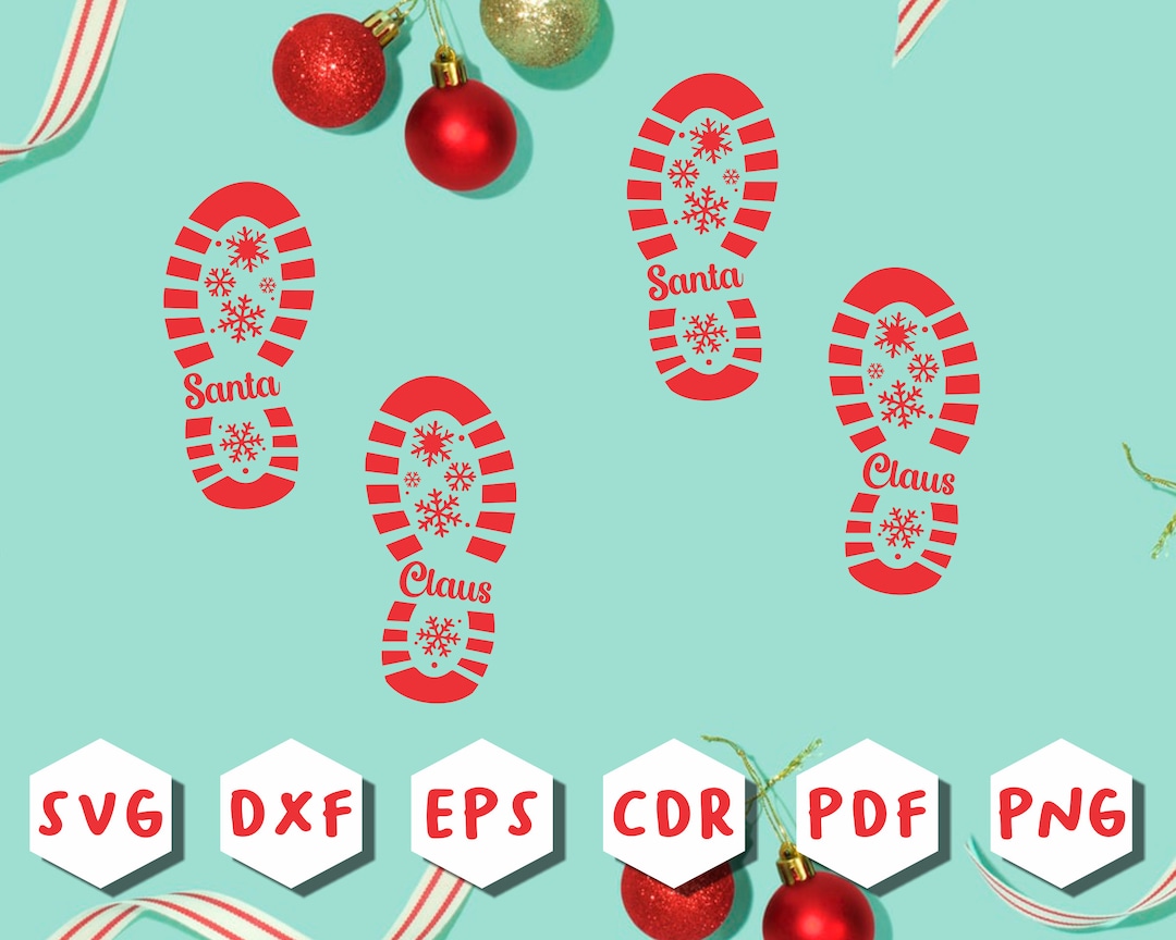 Santa Footprints SVG, Santa's Footsteps Cut File, Christmas Glowforge ...
