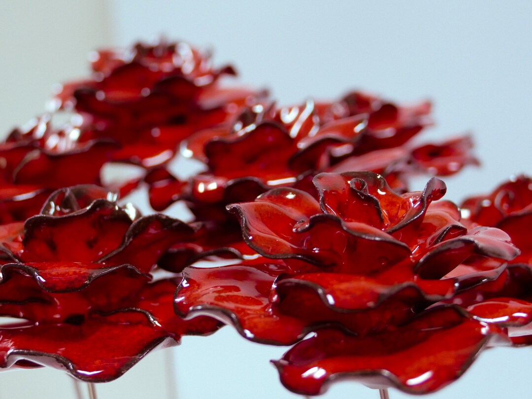 Bouquet of 3 Roses, Ceramic Red Rose, Red Roses, Ceramic Handmade Roses ...