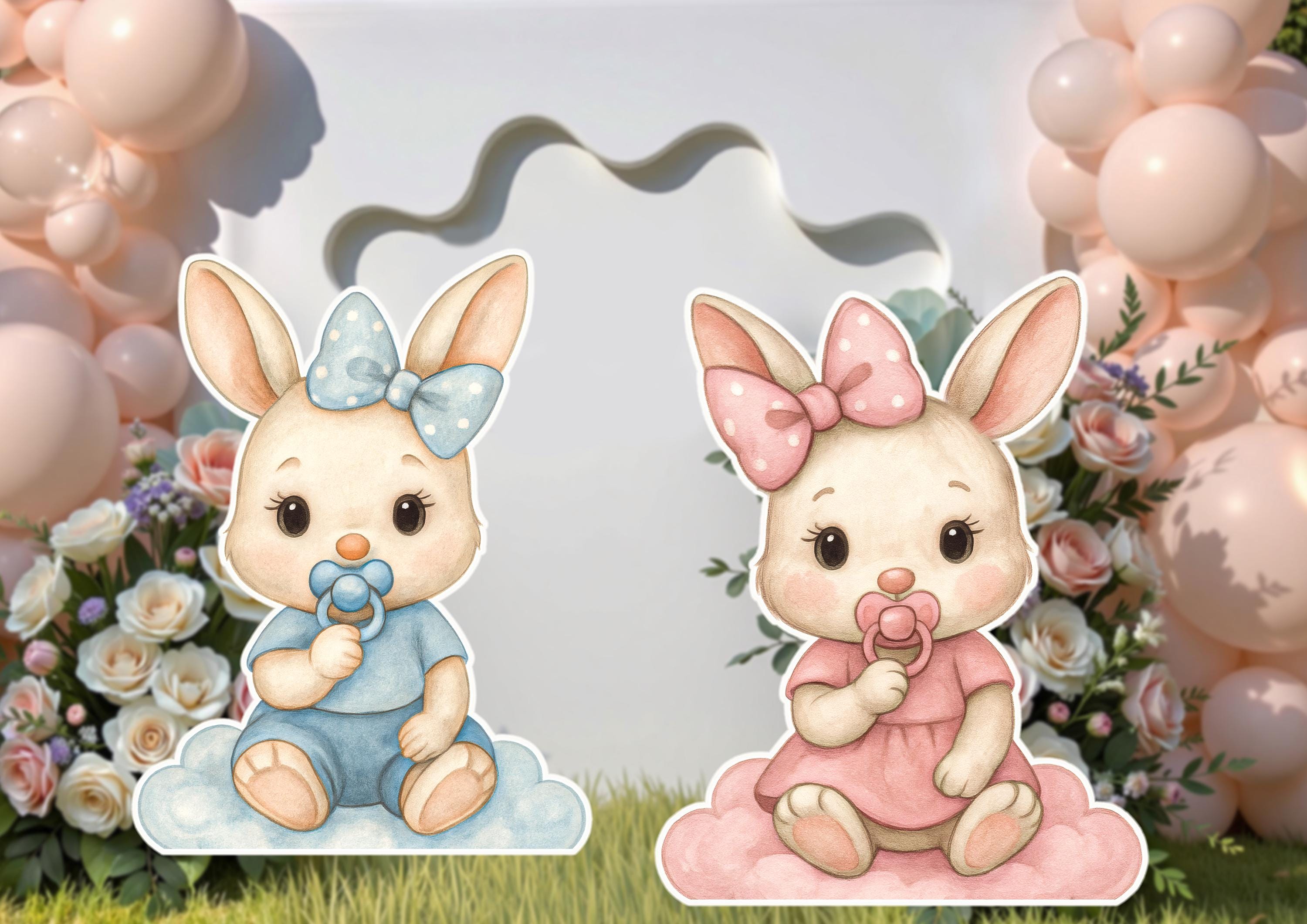 Bunny Baby Shower Standee: Gender Reveal Decor (digital Download, PDF ...