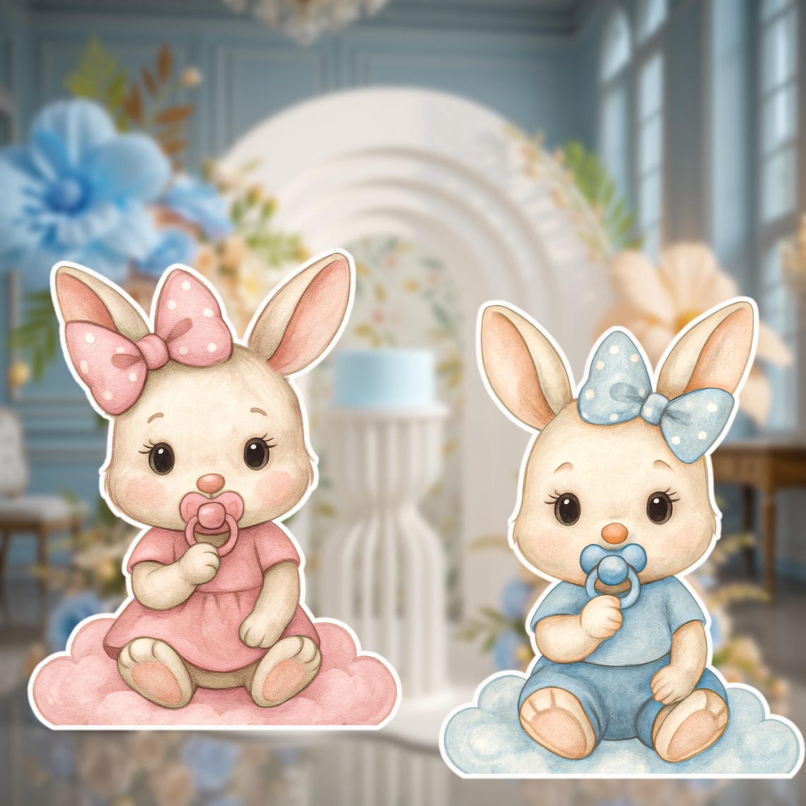 Bunny Baby Shower Standee: Gender Reveal Decor (digital Download, PDF ...