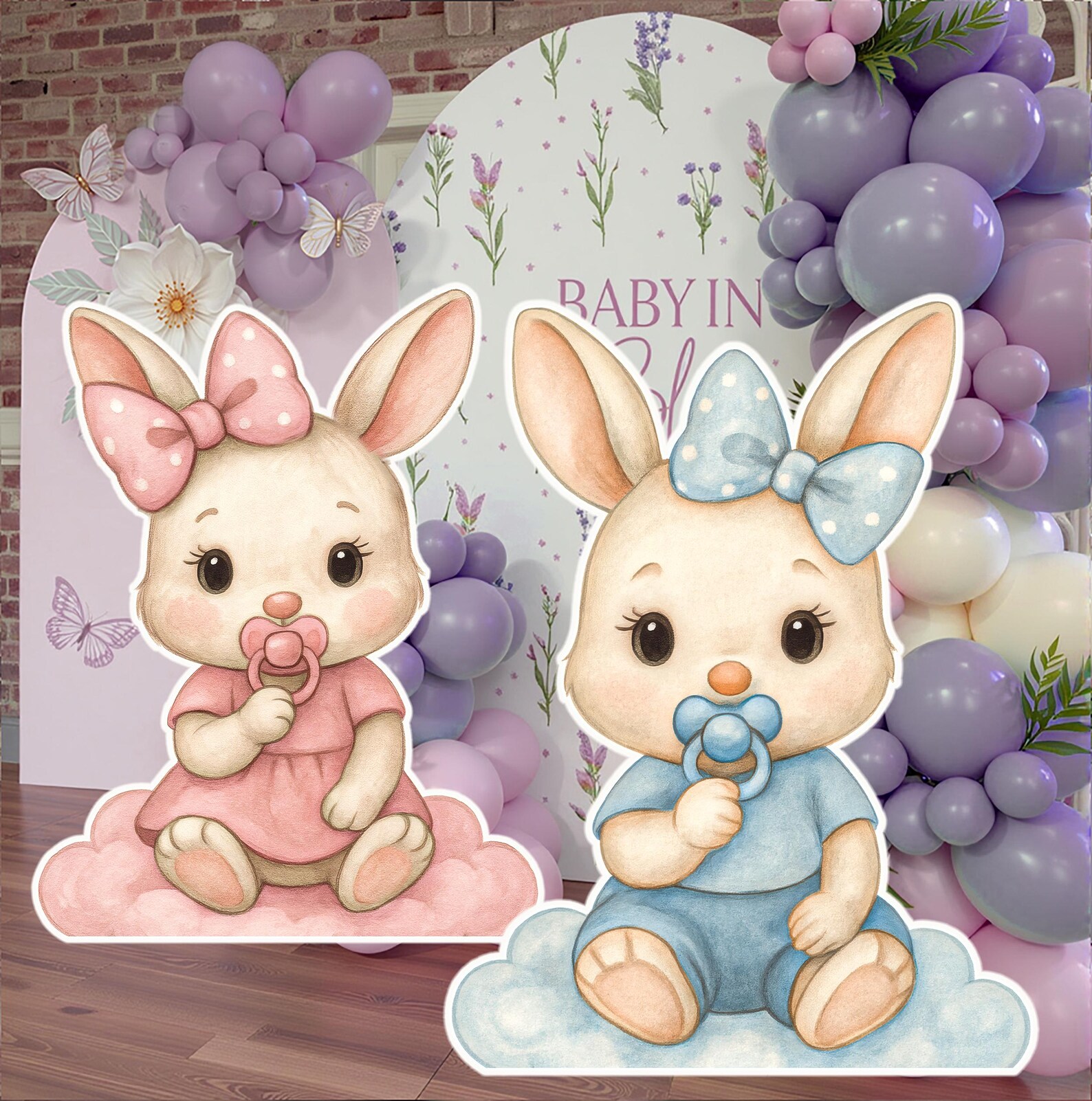 Bunny Baby Shower Standee: Gender Reveal Decor (digital Download, PDF ...