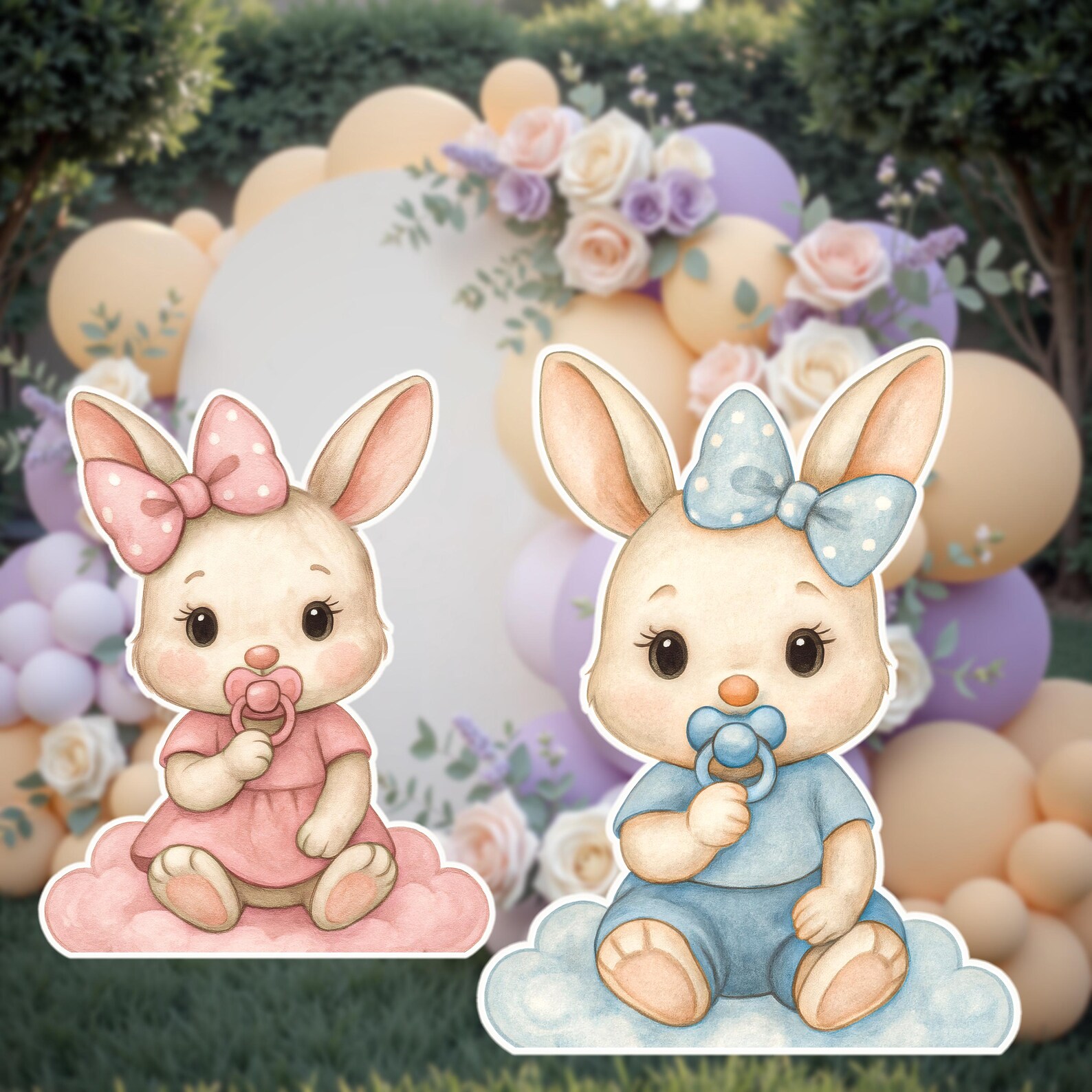 Bunny Baby Shower Standee: Gender Reveal Decor (digital Download, PDF ...