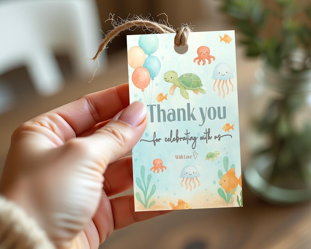 Printable Ocean Tags Jellyfish, Octopus, Turtle & Fish Under the Sea ...